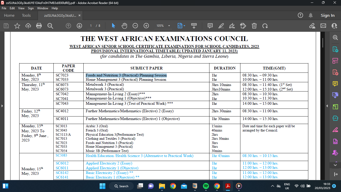 WAEC Timetable 2023/2024 For May/June (Science & Art) » DrugSavant